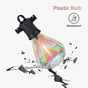 Zuske 50FT Outdoor String Lights LED Patio Lights String with 25Pcs Shatterproof Diamond Bulbs IP65 Waterproof for Outside Porch Christmas Camping Yard Garden Gazebo Bistro Backyard