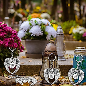 WILLBOND 24 Pcs Silver Angel Wings Keychain Gifts Memorial Funeral Gift Angel Key Ring Baptism Christmas Favors for Guests Memorial