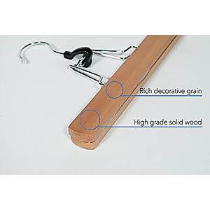 Topline Classic Wood Pants/Skirt Clamp Hangers - Natural Finish (10 Pack)