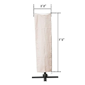 C-Hopetree Large Patio Umbrella Cover for 7ft to 11ft Offset Cantilever Outdoor Umbrellas, Waterproof, with Zipper and Rod, Beige