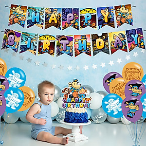 Dogs-M Birthday Party Decorations, Dogs Party Supply Set for Kids, Men and Girls Boys with 1 Happy Birthday Banner Garland , 13 Cupcake Toppers,18 Balloons for Party Decorations