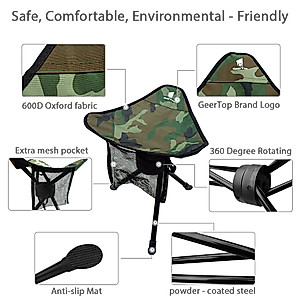 GEERTOP Portable Camping Swivel Folding Stool Seat Foldable Camp Tripod Chair Outdoor Survival Gear for Hiking Fishing Hunting Travel