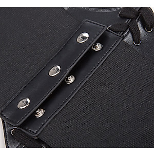 GRACE KARIN Womens Wide Elastic Lace-up Waist Belt Adjustable Leather Cinch Corset Waistband(L,Black)
