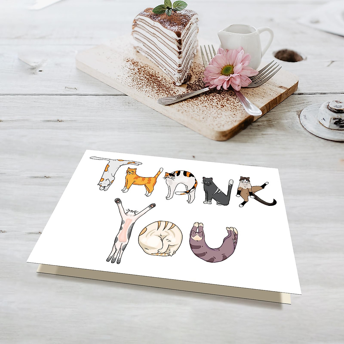 Bhiosng MOCO PAPER Funny Cat Thank You Card For Men Women, Cute Cat Thank You Gift for Him Her, Appreciation Card Thanks Gift for Friend Teacher Boss Coworker, Thank You Card For Cat Mom Dad