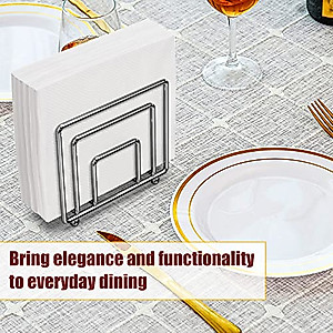 Housolution Napkin Holder, Simple Design Metal Napkin Holders Upright Decorative Napkins Holder for Home Kitchen Table, Silver