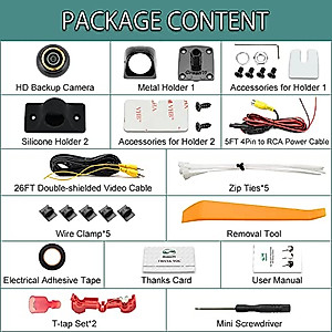 HD Backup/Front/Side View Camera with Gold Rim, GreenYi AHD 720P Reverse Rear Cam for Car, SUV, RV, Trailer, Camper, Van, Pickup, Metal Shell, Adjustable Fisheye Lens, 170 Degrees Viewing Angle(Black)