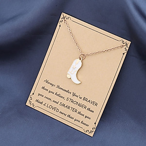 FUSTMW Cow Boot Necklace Horse Lovers Gifts Equestrian Gifts for Horse Rider Owners Gifts Cow Jewelry for Women (White)