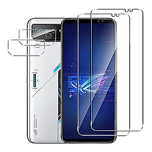 Suttkue for Asus ROG Phone 6/6 Pro/ 6D/6D Ultimate Screen Protector with Camera Lens Protector, 9H Hardness,Anti-Scratch Tempered Glass flim, Case Friendly, Anti-Fingerprint (2+2 PACK)