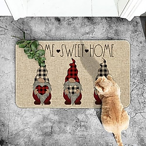 Artoid Mode Home Sweet Home Gnomes Decorative Doormat, Seasonal Holiday Valentine's Day Anniversary Wedding Low-Profile Yard Floor Switch Mat for Indoor Outdoor 17 x 29 Inch