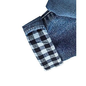 KIDSCOOL SPACE Toddler Kids Ripped Holes Elastic Waist Plaid Lining Jeans,Blue,18-24 Months