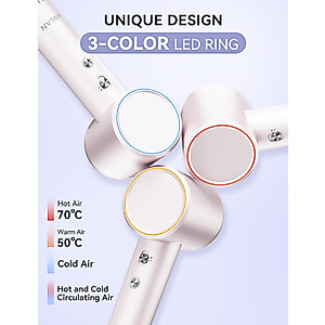 Negative Ionic Hair Dryer,ANLAN 1300W Fast Drying Blow Dryer 120,000 RPM Professional High-Speed Hair Dryer Low Noise Home Hairdryer with Magnetic Nozzle Lightweight Travel Hairdryers for Women (Pink)