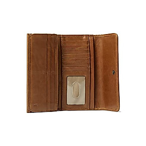 Frye Melissa Metallic Basket Woven Wallet Cognac One Size