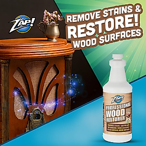 ZAP! Professional Wood Cleaner and Restorer | Clean, Polish, & Restore Wooden Furniture & Hardwood Floors | Kitchen Cabinet & Table | Deep Wood Cleaner for Heavy Duty Cleaning | 32 oz