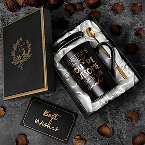 Christmas Birthday Thank You Gifts for Men, Sometimes You Forget You're Awesome - 14oz Unique Black Ceramic Inspirational Mug with Gold Print, Present for Boyfriend Husband Employee, Nice Gift Boxed