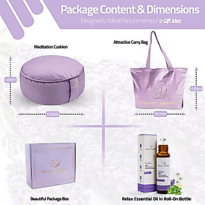 Secret Garden Velvet Meditation Cushion – Large Yoga Cushion to Achieve Full Serenity – Eco-Friendly Buckwheat Hull Filled Meditation Pillow – Yoga Pillows for Sitting on Floor – Free Carry Bag