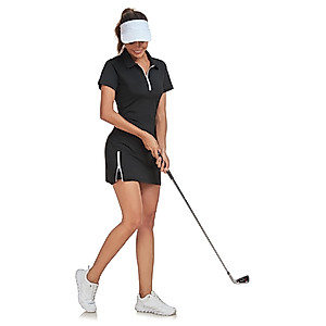 GGOV Womens Two Piece Tennis Golf Dress Active Athletic Exercise Sports Wear Dresses for Women with Pocket Separate Shorts Black