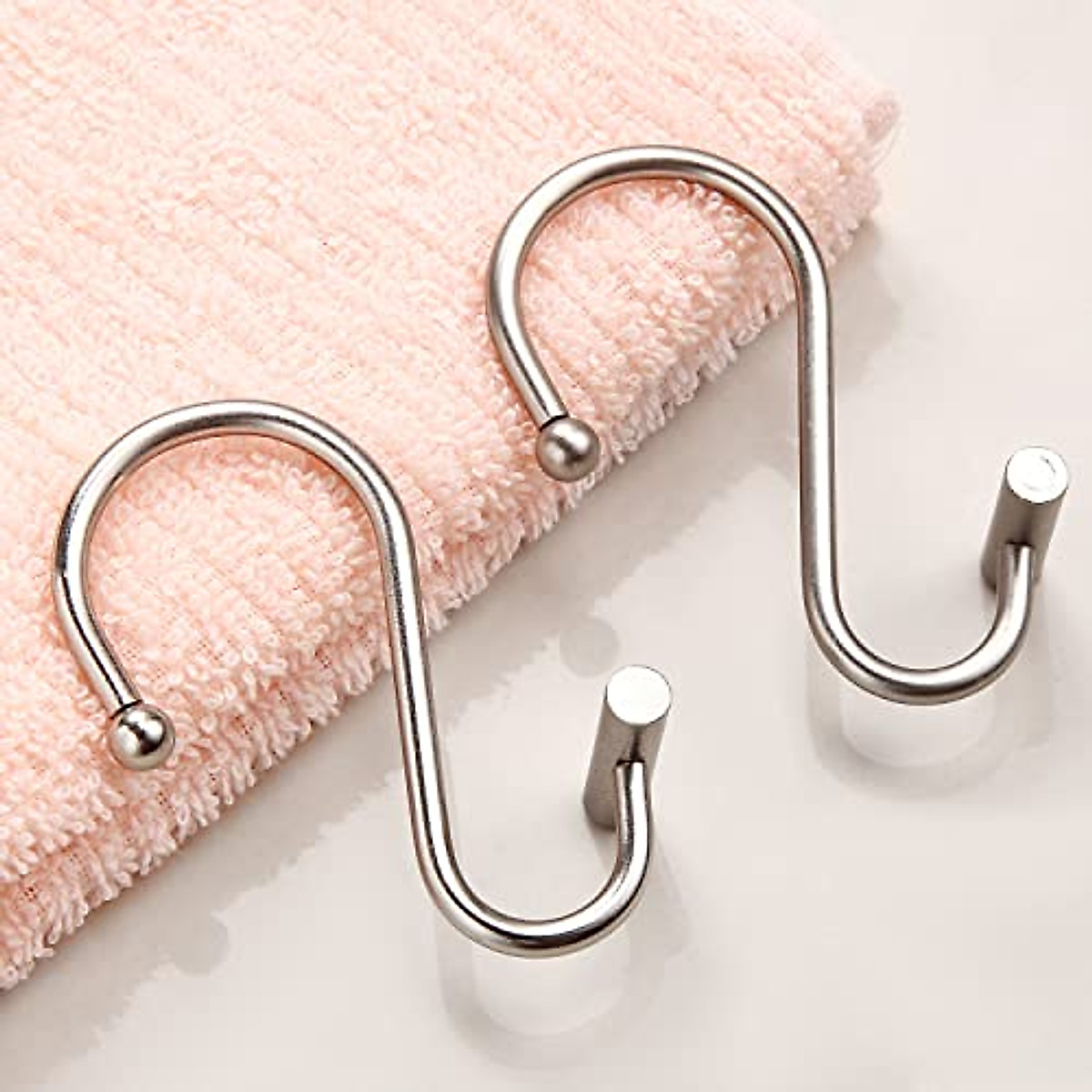 Nickel Shower Curtain Hooks,Rust Proof Shower Curtain Rings for Bathroom,T-Bar Metal Decorative Shower Curtain Hooks Hangers for Shower Curtain Rod,Set of 12