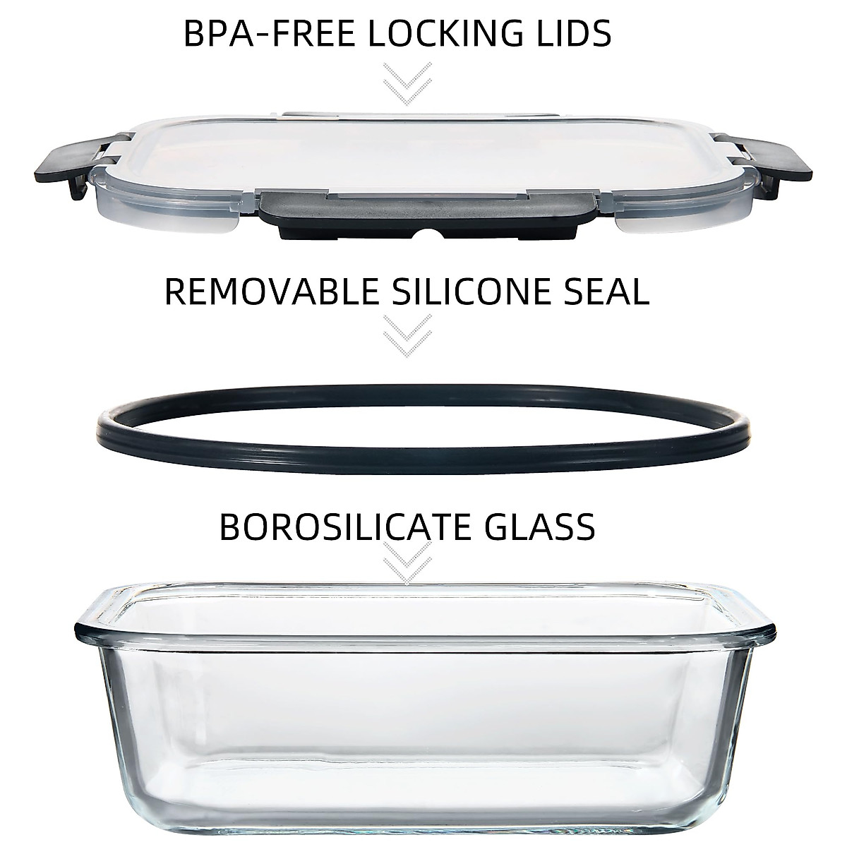 YANGNAY 8 Pack Glass Food Storage Containers, Glass Meal Prep Containers with Airtight Lids, Dishwasher/Freezer Safe Glass Containers, 2 sizes