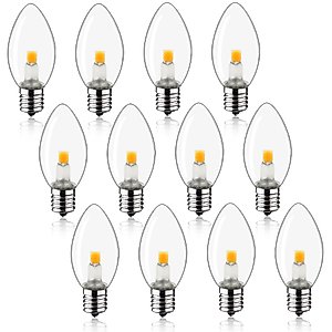 RuiAoTD Night Light Bulb C7 E12 LED Bulbs,Candelabra Bulbs, 0.6 Watt Equivalent 7W Incandescent Bulb, Warm White 2700K, Window Candles & Chandeliers Replacement Bulb, 6 Pack