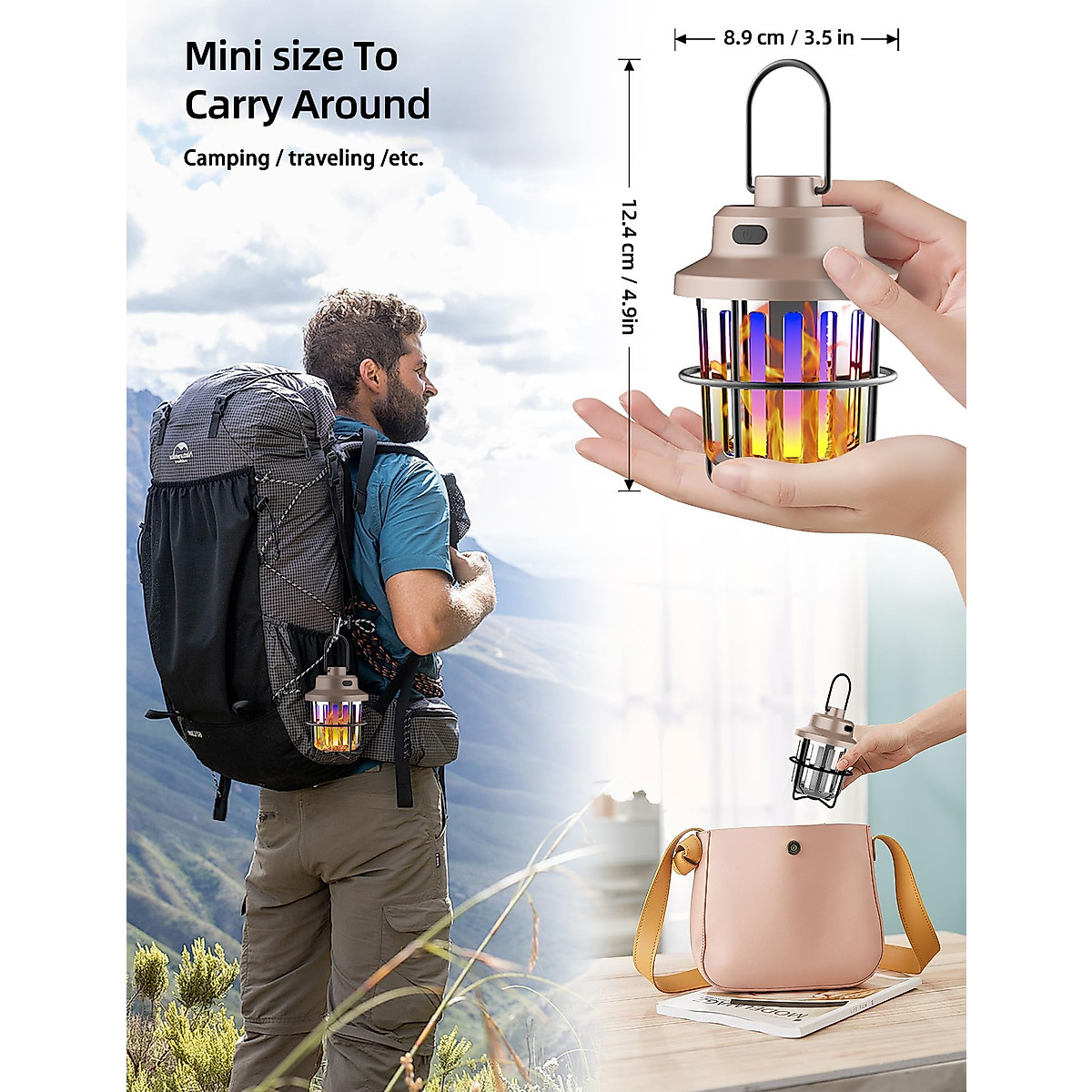 Bug Zapper Outdoor Camping Lamp with Mosquito Zapper Versatile Portable & Rechargeable Flying Insect Killer Lantern IPX4 Waterproof Indoor and Outdoor Mosquito Zapper for RVs, Camping, Home, Patio 2PC