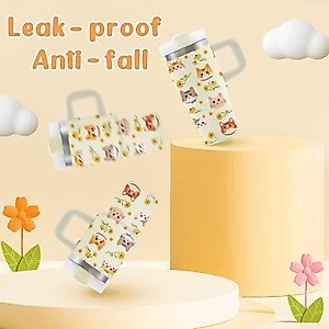 Cat Lover Gifts, 14oz Cat Tumbler With Handle for Kids, Gifts for Cat Lover Girls, Valentines Day Cat Gift for Women Girls, Cat Stainless Steel Tumblers, Just A Girls Who Lovers Cats Mug