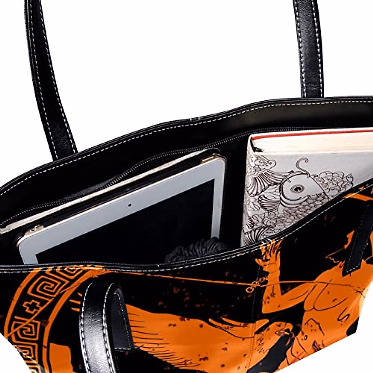 Women’s Leather Tote Bag, Ancient Greek God Prometheus Large Heavy Duty Shoulder Bag Travel Work School Handbag