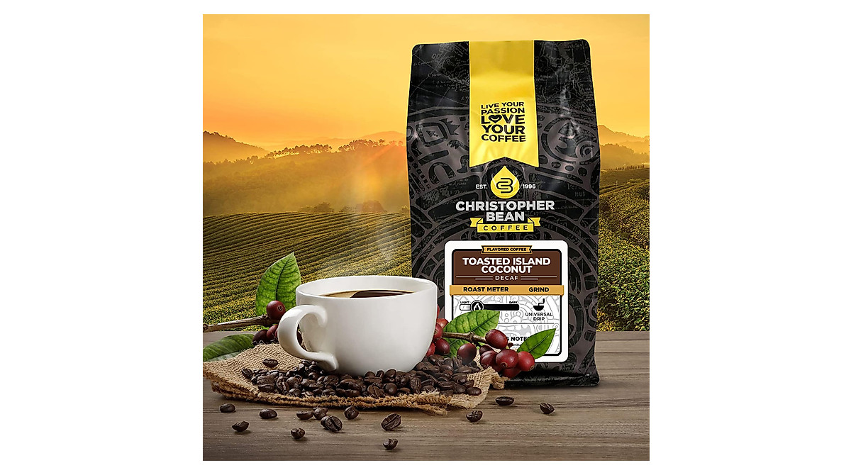 Christopher Bean Toasted Island Coconut Decaf Coffee - 12oz Arabica Ground