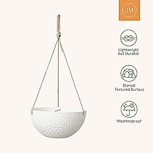 LA JOLIE MUSE 10 Inch Hanging Planters for Indoor Plants, Outdoor Garden Planter Pots, White, Honeycomb, Set of 2