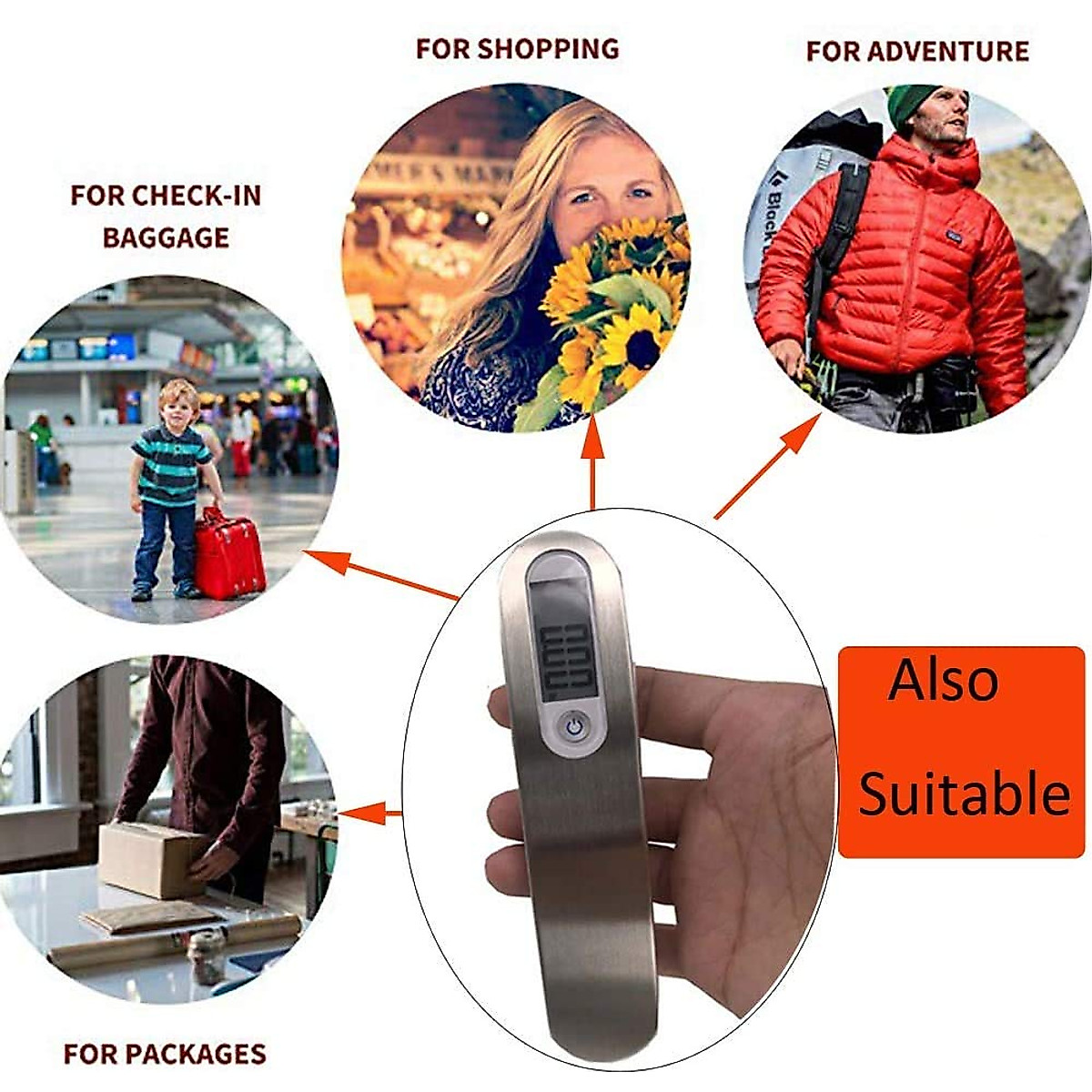 110 lbs Digital Bow Scale Recurve Archery Bow Scale Bow Poundage Scale Hunting Scale Luggage Scale with Peak and Hold Scale LCD Display