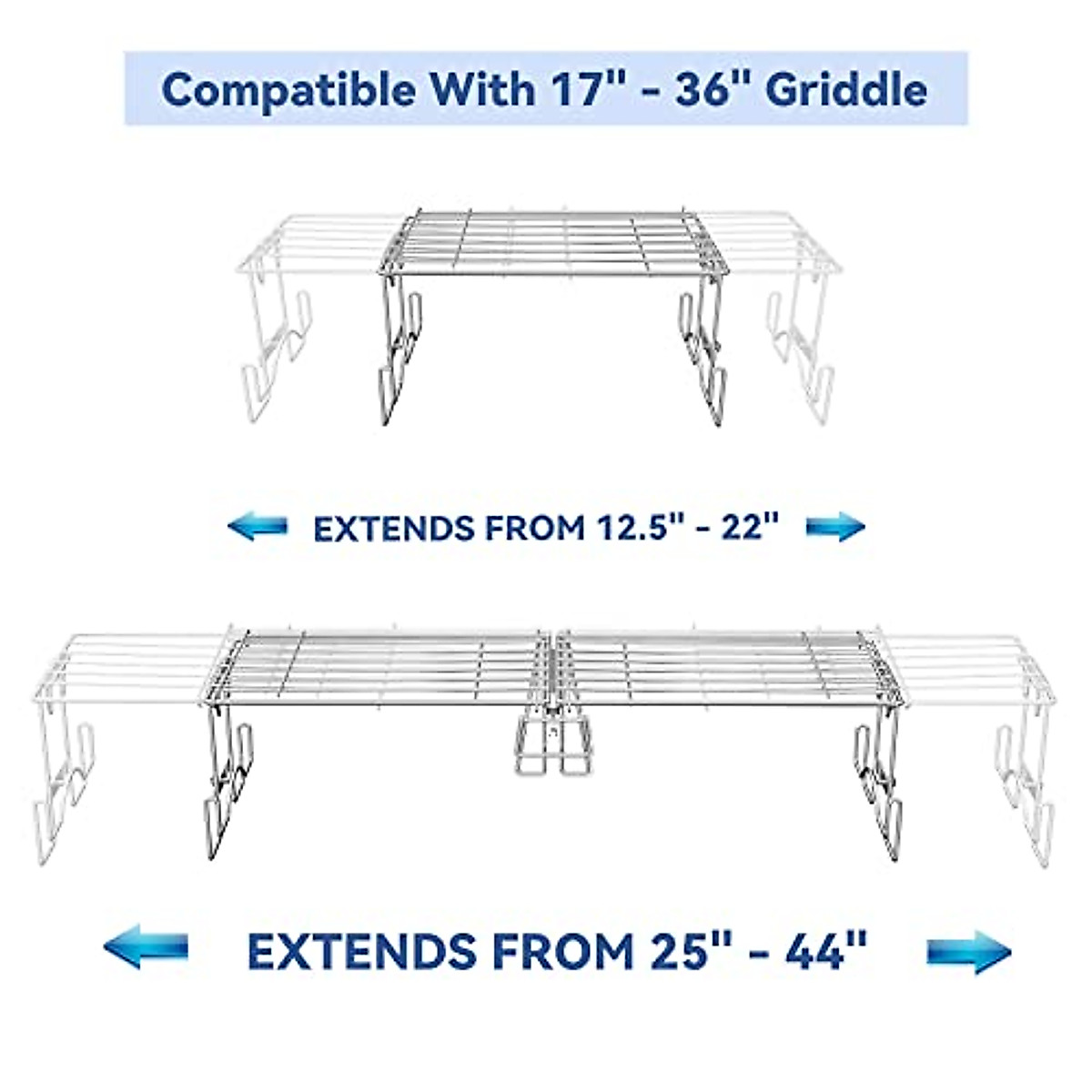 Skyflame Adjustable Griddle Warming Rack for 17" 22" 28" 36" Griddles, Universal Stainless Steel Cooking Grate BBQ Accessories Compatible with Blackstone/Pit BOSS/Camp Chef