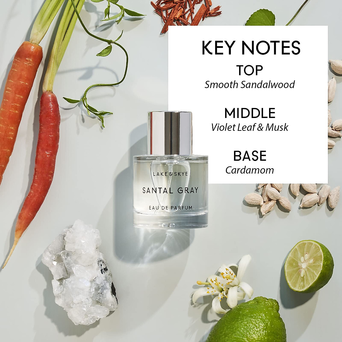 Lake & Skye Santal Gray Eau de Parfum, Long Lasting Fragrance, 1.7 fl oz (50 ml) - Woody Scent