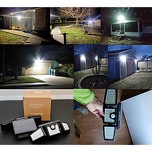 Solar Lights, Solar Motion Sensor Light Super Bright Outdoor 128 LED Security Lighting White, 2PK
