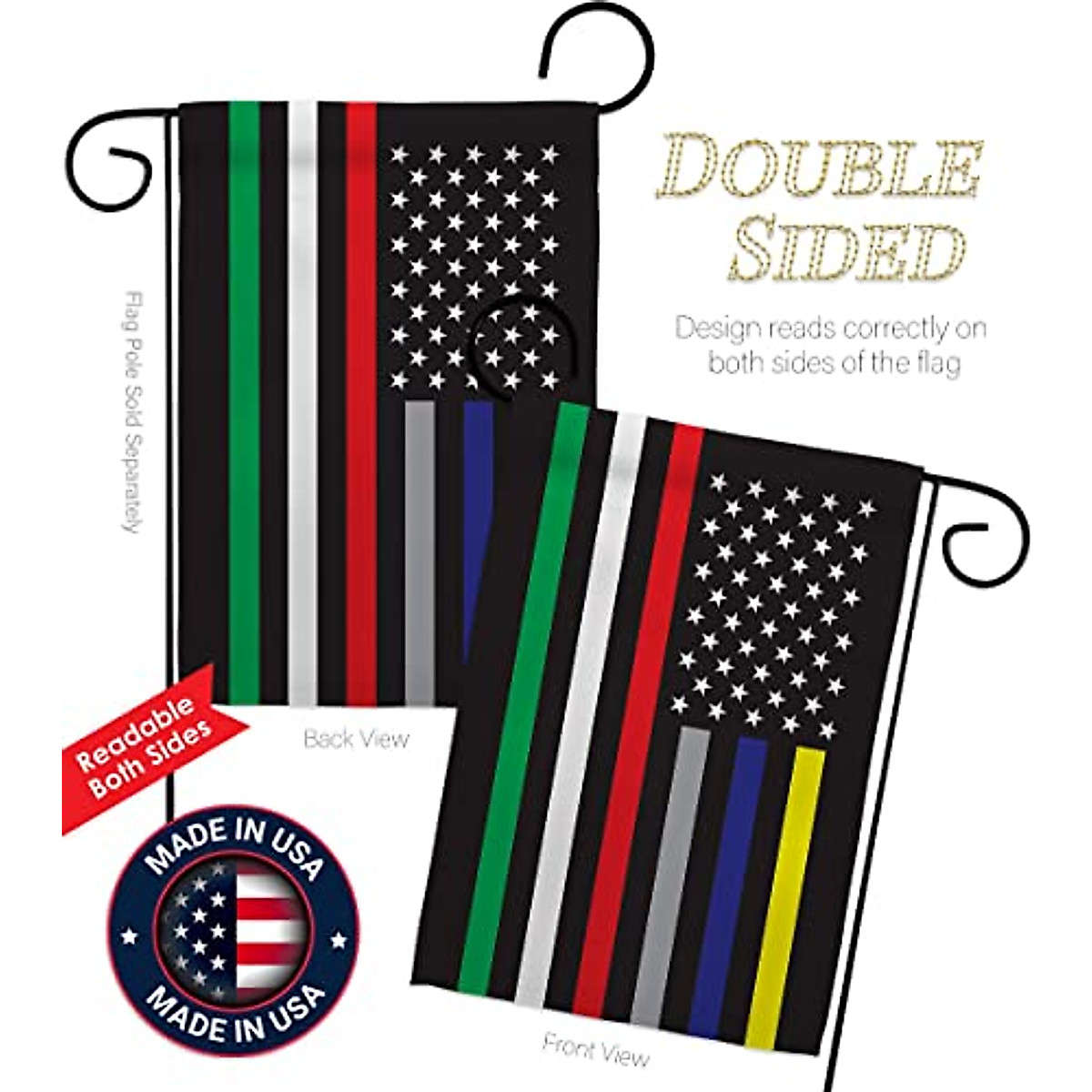 Americana Home & Garden US First Responders Line Garden Flag EMT Paramedic EMS Nurse Emergency Medical Technician Supoort House Decoration Banner Small Yard Gift Double-Sided, Made in USA