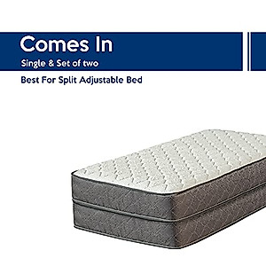 Mayton 10-Inch Pocketed Coil Rolled Medium Plush Mattress With Cover for Adjustable Bed, Split Queen (30x80 each half)
