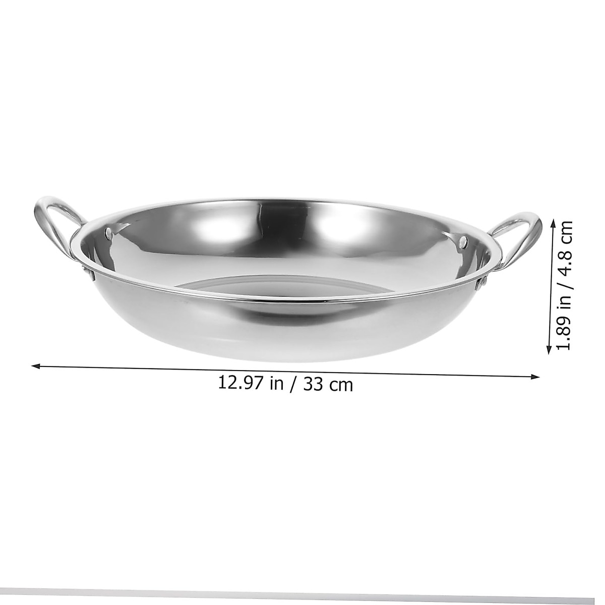 WHAMVOX Stainless Steel Griddle Steamer Pot Double Ears Pan Frying Pan Skillet Steel Pot Pow Wok Pan Everyday Wok Stewpot Skillet Korean Ramen Pot Cooking Pan Individual Asia Small Hot Pot