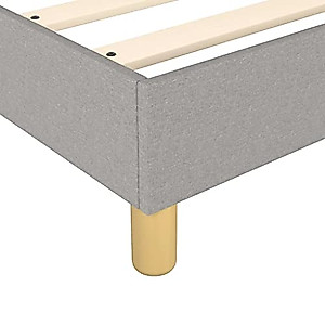 vidaXL Box Spring Bed Frame Home Indoor Bed Accessory Bedroom Upholstered Single Bed Base Furniture Light Gray 39.4"x79.9" Twin XL Fabric
