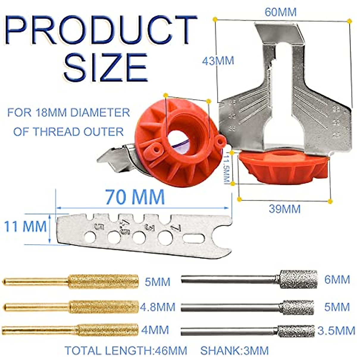 Chainsaw Sharpening Attachment Kit - 8Pcs Chain Saw Blade Teeth Sharpener Set with Angle Guide and Diamond Burr Grinding Stone Files, Drill Power Tool Accessories for Gardening Lawn Mower Chainsaw