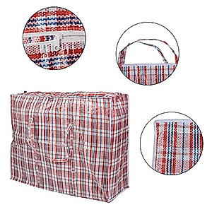 Koreyosh 3PCS Storage Bags Moving Tote Bags, 35 gallon Extra-Large Plastic Checkered Shopping Luggage bags, Reusable Moving Bags Heavy Duty with Zippers & Carrying Handles for Cloth/Blanket/Bedding/Shoes