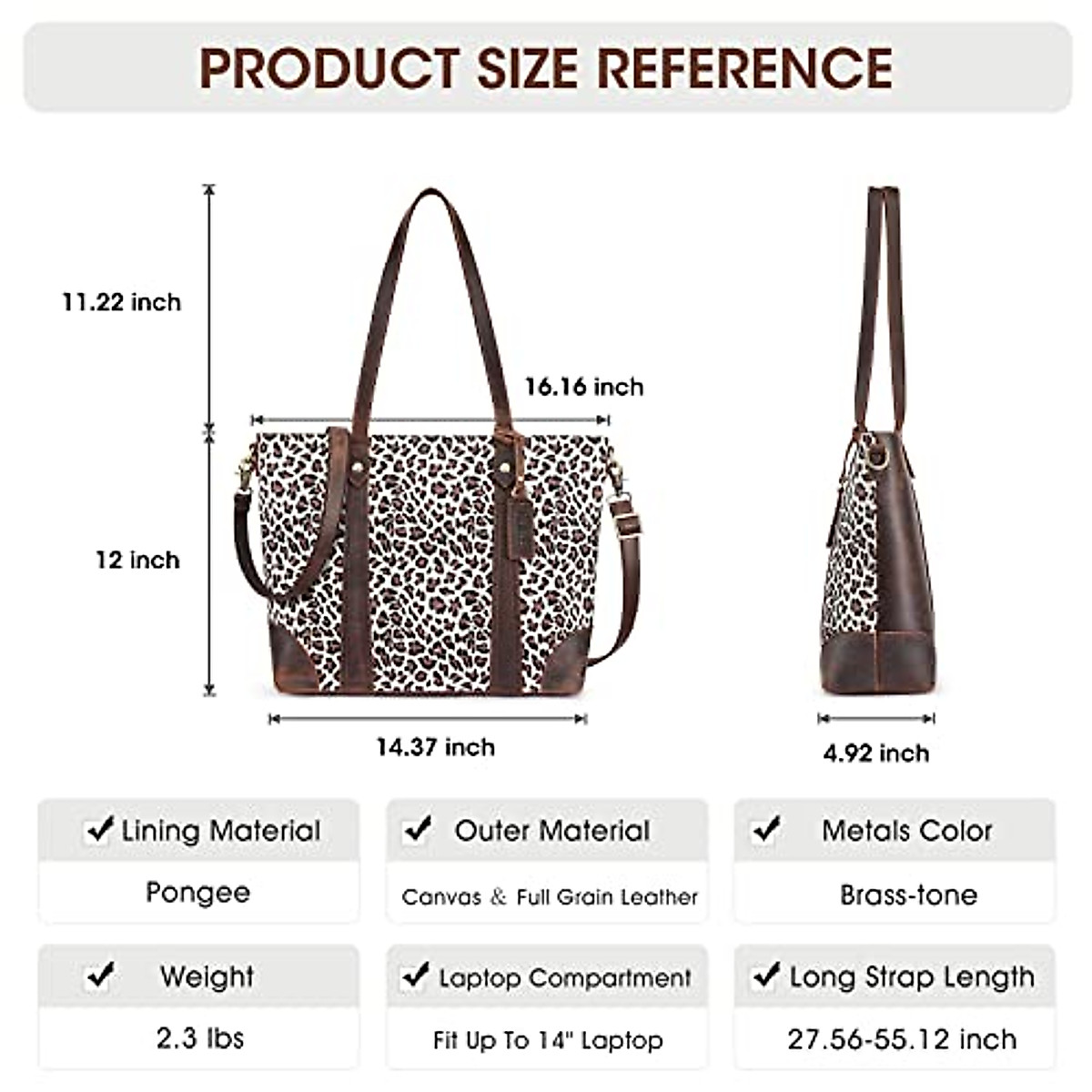 Kattee Women Genuine Leather Tote Bags Purses and Handbags Shoulder Vintage Crossbody Work (Dark Brown)