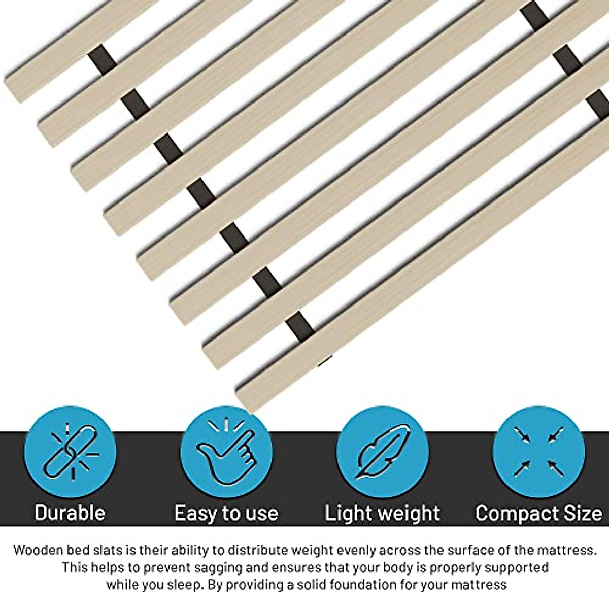 Treaton 0.68-Inch Vertical Mattress Support Wooden Bunkie Board/Bed Slats, Queen, Beige