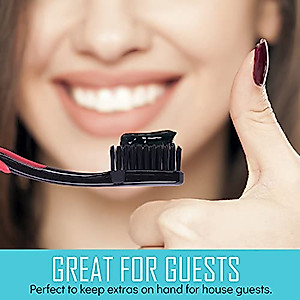 Dental Check 12 Pack Toothbrush, Natural Teeth Whitening Solution, Ultra-Soft Bristles for Dental Care, Angled Bristles for Hard-to-Reach Areas, Clean Away 99% of Plaque & Brighten a Smile (Charcoal)