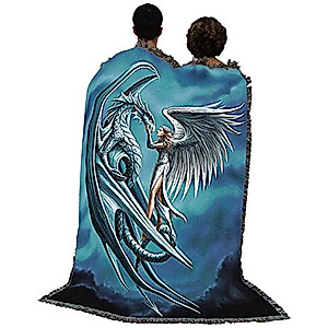 Pure Country Weavers Silverback Dragon with Angel Blanket by Anne Stokes Age of Dragons Collection - Gift Fantasy Tapestry Throw Woven from Cotton - Made in The USA (72x54)