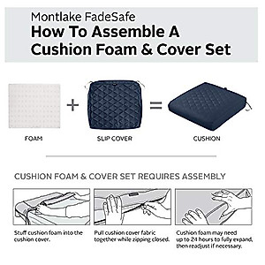Classic Accessories Montlake FadeSafe Water-Resistant 25 x 27 x 5 Inch Rectangle Outdoor Quilted Seat Cushion, Patio Furniture Chair Cushion, Navy