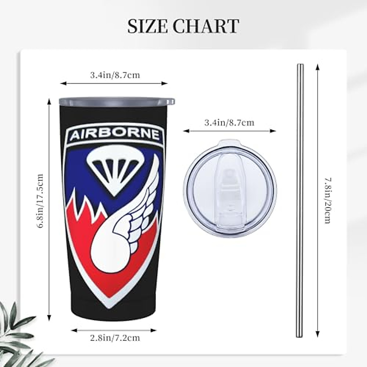 DEUASS 187th Infantry Regiment Insignia 20oz Tumbler With Lid And Straw Stainless Steel Vacuum Insulated Coffee Travel Mug Thermal Cup For Outdoor