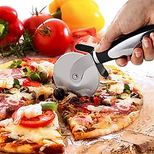 Pizza Cutter Wheel，Mituer 8.2 inch Super Sharp Pizza Cutter, Pizza Slicer With Non-Slip Handle, Stainless Steel Pizza Wheel Cutter, Dishwasher Safe