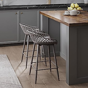 Kurv Counter Stool, Set of 2, Warm Gray, Indoor/Outdoor, Patio Stools, Bar Stools