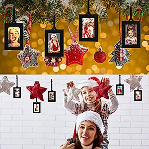 Jetec 12 Pieces Christmas Hanging Picture Frame Ornaments Hanging Family Photo Frames Display Christmas Tree Decorative Frame for Christmas Photo Picture Tree Display Decorative Table Home Decor
