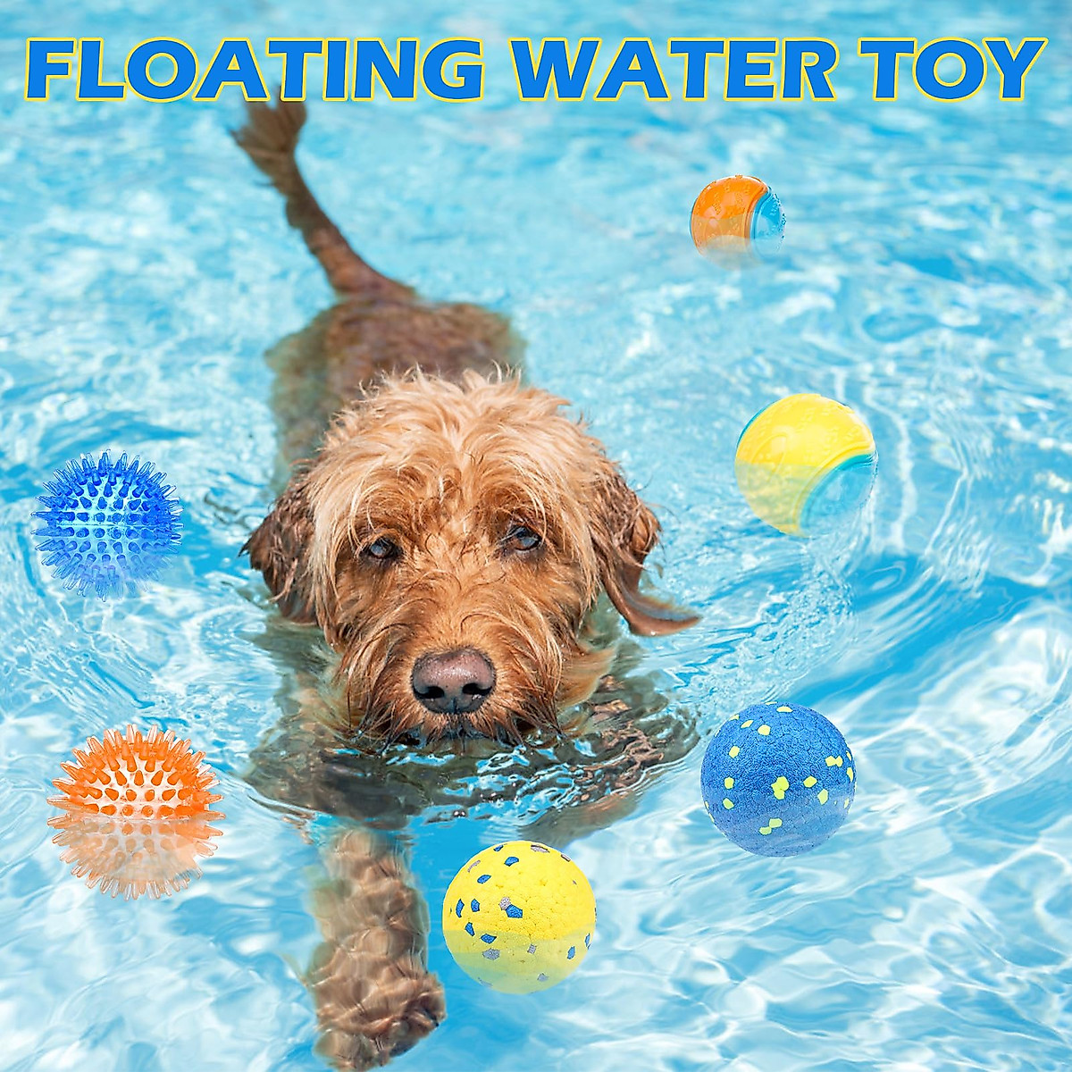 EXPAWLORER Dog Balls Squeaky Toys - 6 Pack Interactive Tennis Balls for Dogs to Fetch, Indestructible Chew Toys for Aggressive Chewers, Squeaky Teething Balls for Small Medium Large Dogs Puppy