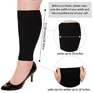 3 Pairs 20 Inches XXL Wide Plus Size Calf Compression Socks for Circulation Compression Long Legs Sleeves 20-30 mmHg Calf Muscle Compression Sleeve for Women Men