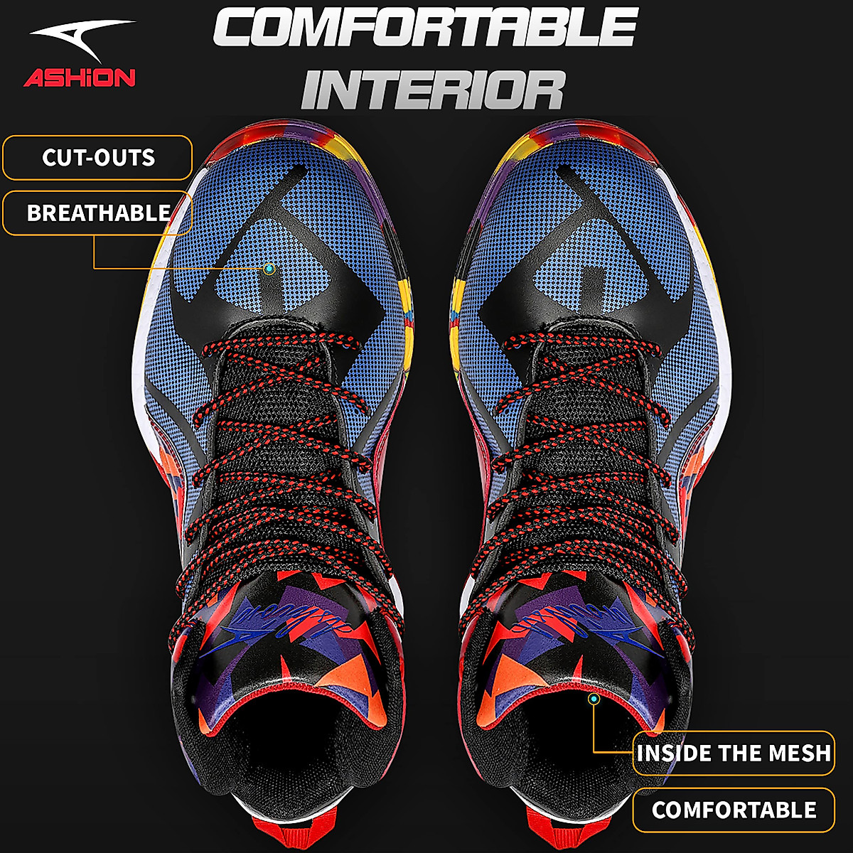 ASHION Men's Basketball Shoes Mid Basketball Sneakers Non-Slip Outdoor Cushioning Workout Shoes